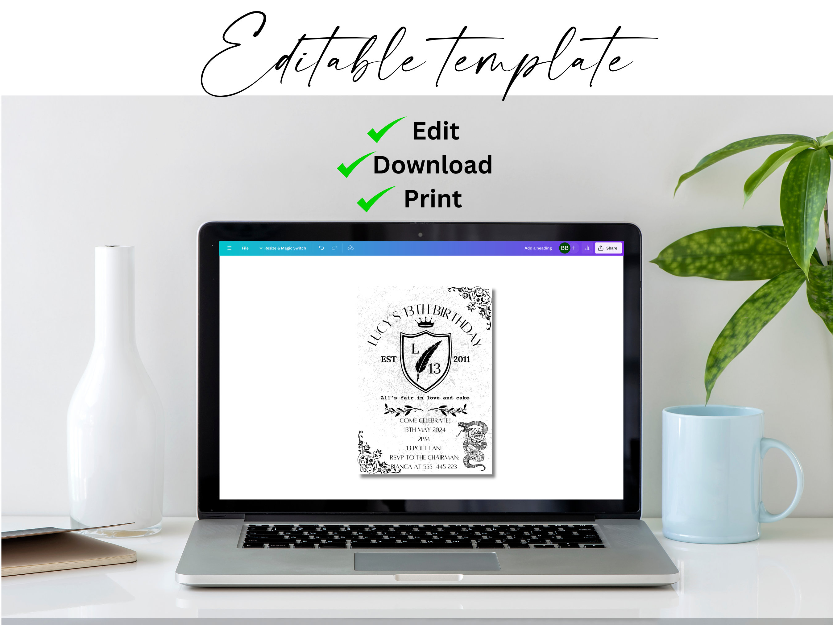 The Tortured Poets Department Invitation TTPD Birthday Party CANVA ...