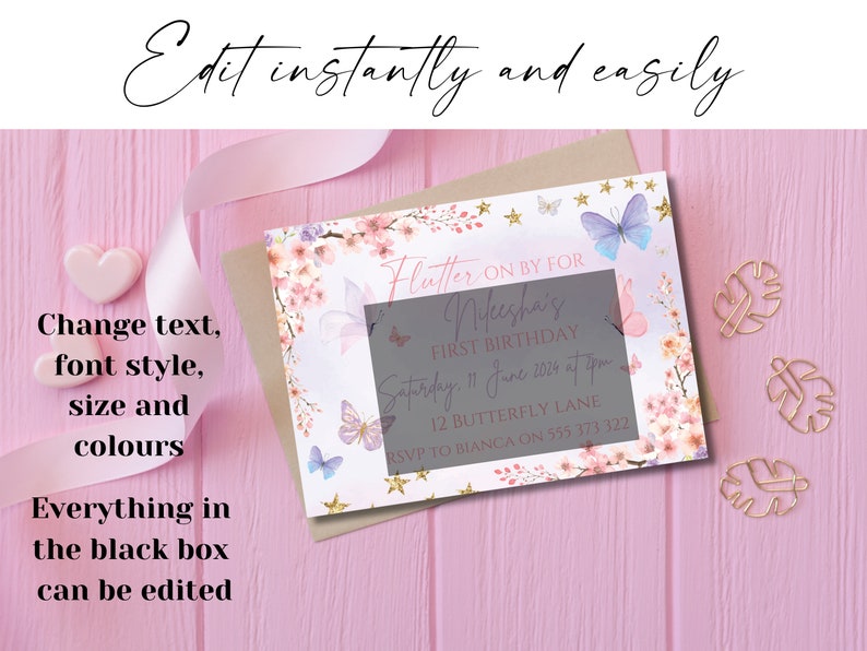 Butterfly Invite, Butterfly Invitation, 1st Birthday Invite, Floral ...