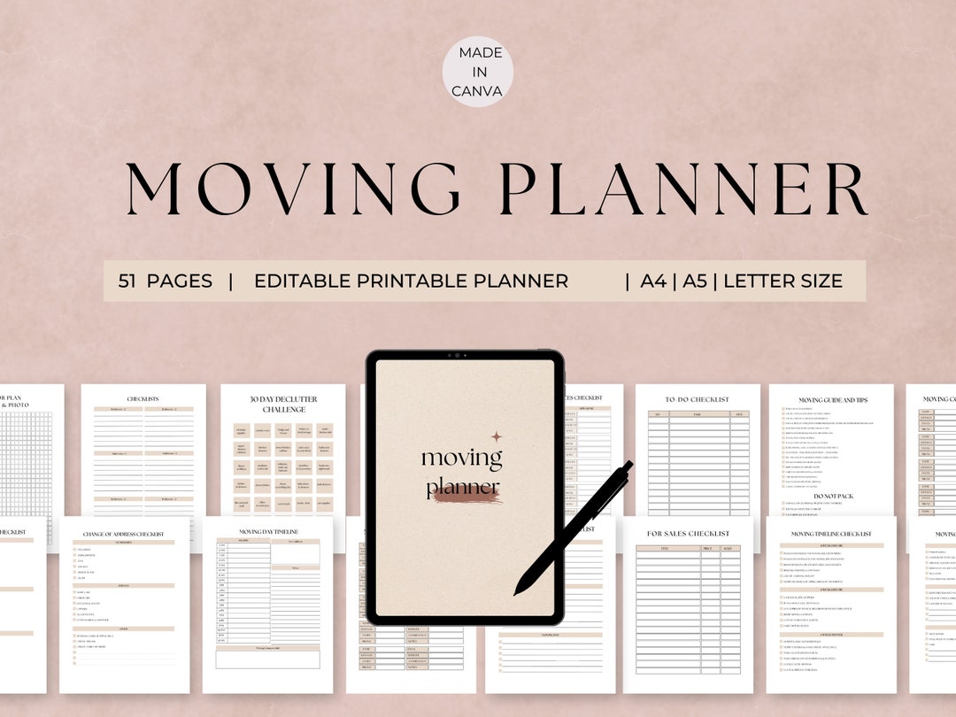 Home Moving Planner Printable Relocation Planner Editable Moving ...