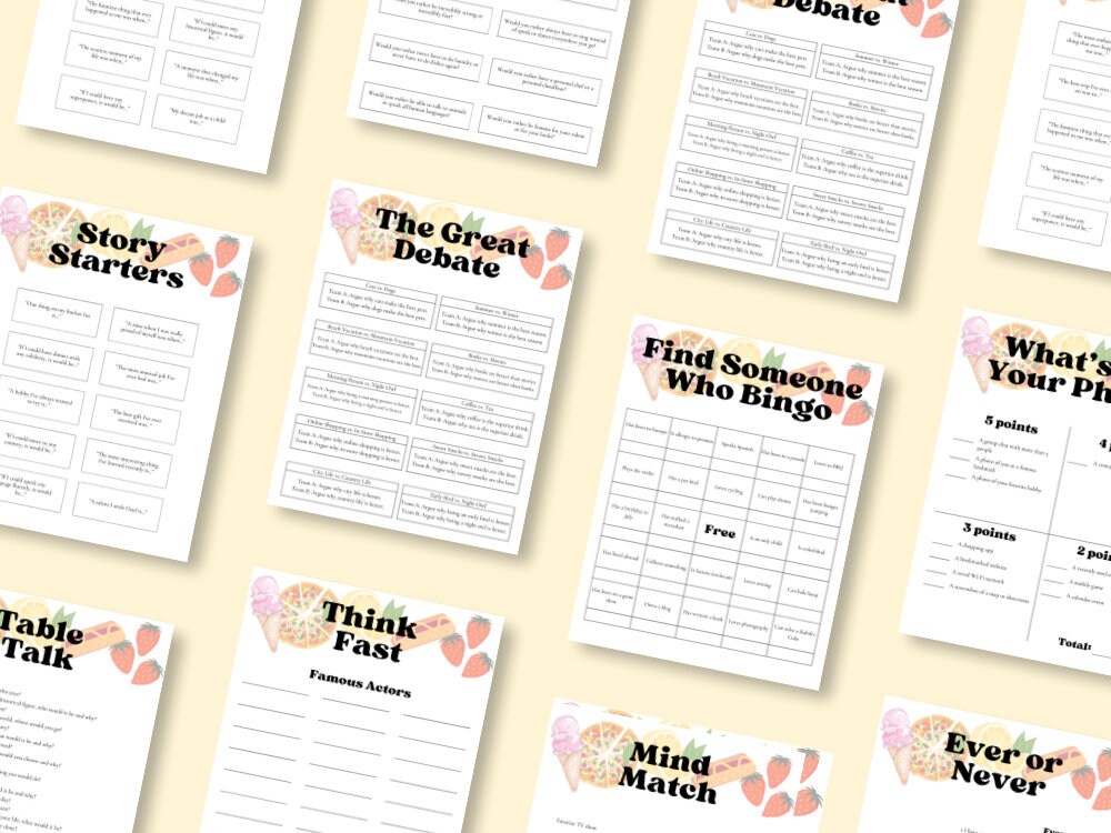 Printable Dinner Party Games for Adults Icebreaker Games Office Games ...