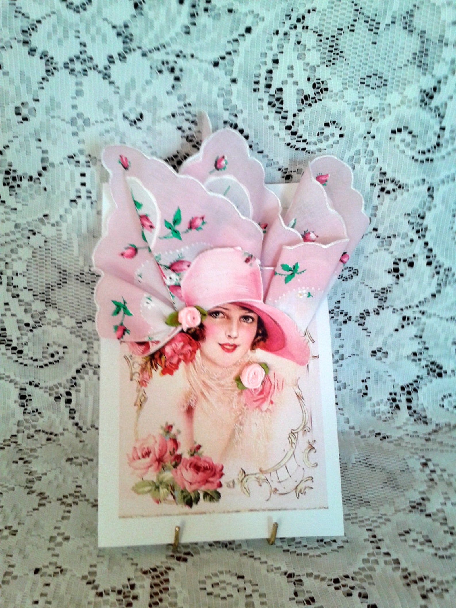 Lady Rose Keepsake Hanky Card - Etsy
