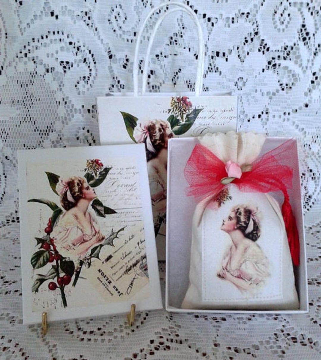 Mistletoe Handkerchief Sachet Gift - Etsy