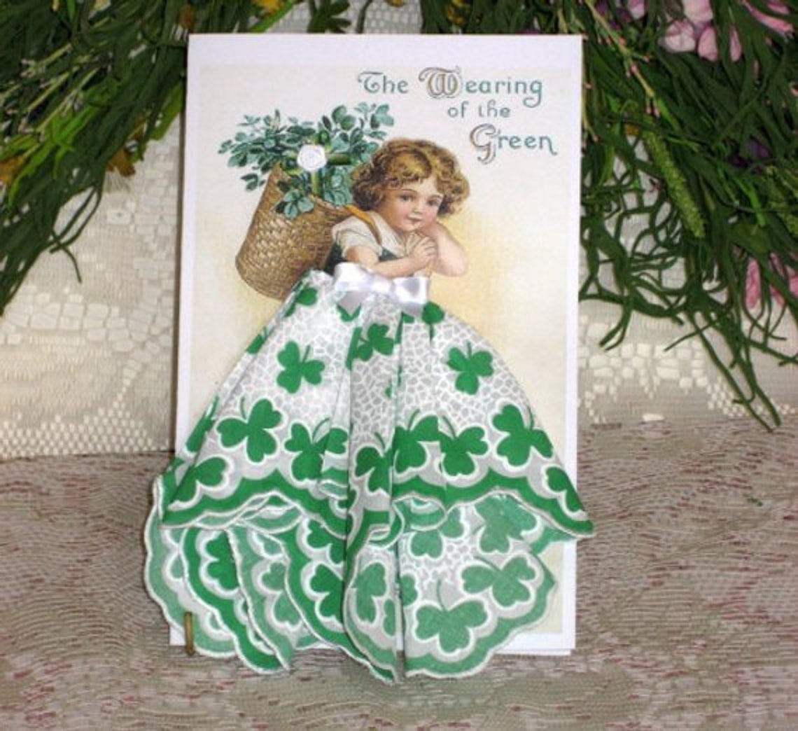 Little Lady Shamrock Keepsake Hankie Card | Etsy