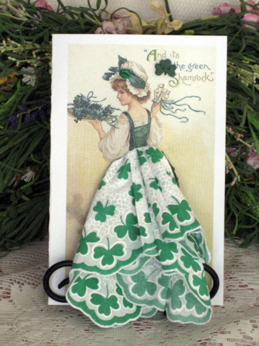 Shamrock Lady Keepsake Hankie Card - Etsy