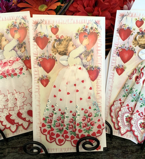 Valentine Keepsake Hankie Angel Cards | Etsy