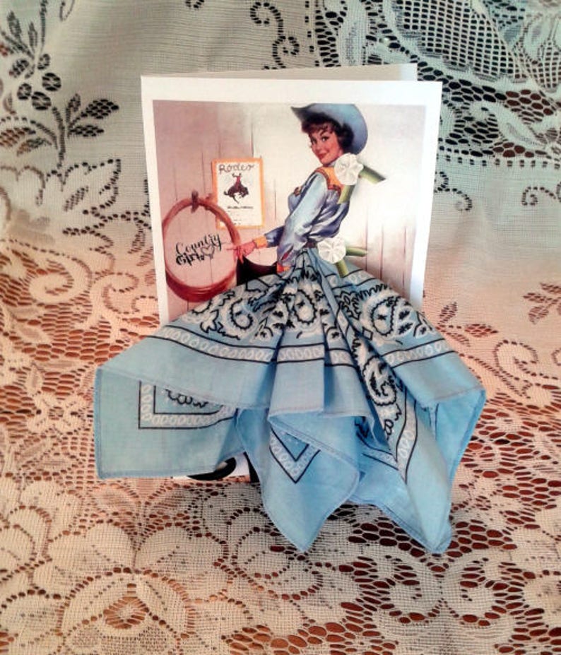 Cowgirl Keepsake Hanky Card | Etsy