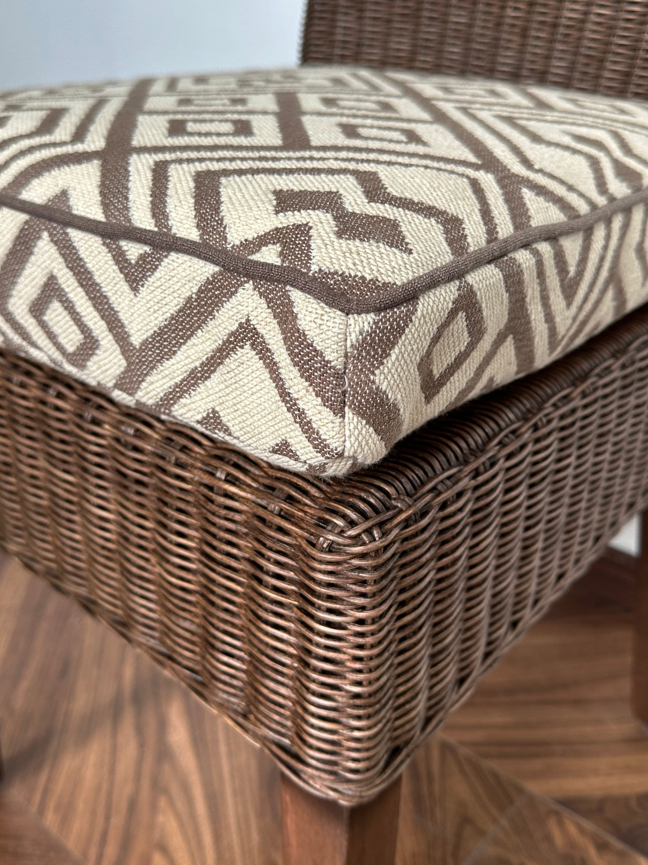 Pattern Linen Chair Cushion With Piping,beige Seat and Back Cushion ...