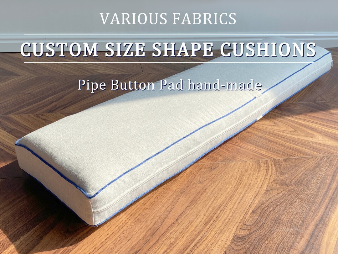 Custom Linen Bench Cushion With Blue Piping, Handmade Nook Cushion - Etsy