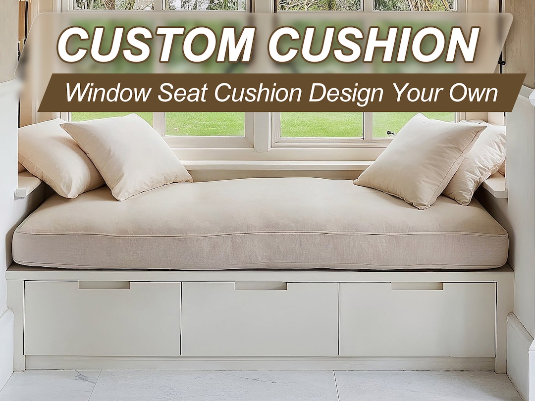 Linen Window Seat Cushion,indoor Cushion,cream Cushion,custom Bay ...