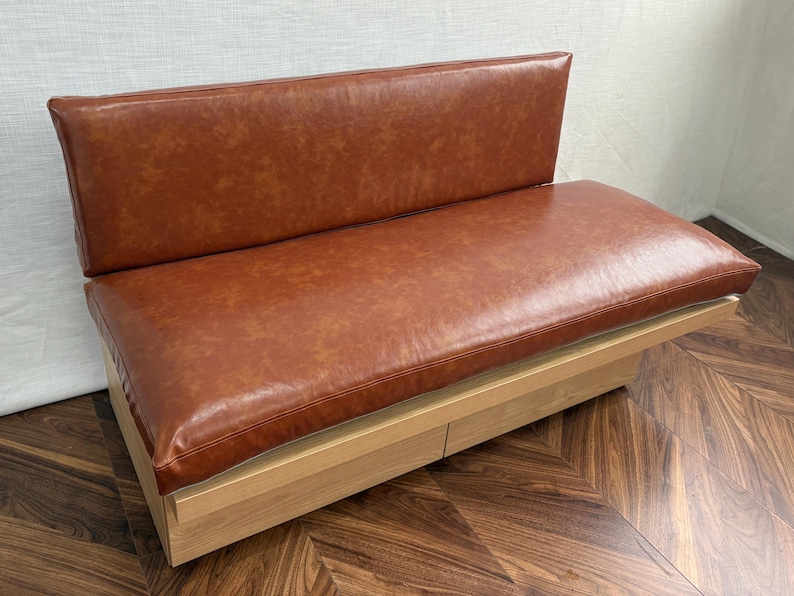 Brown Artificial Leather Cushion, Custom Handmade Bench Seat - Etsy Canada