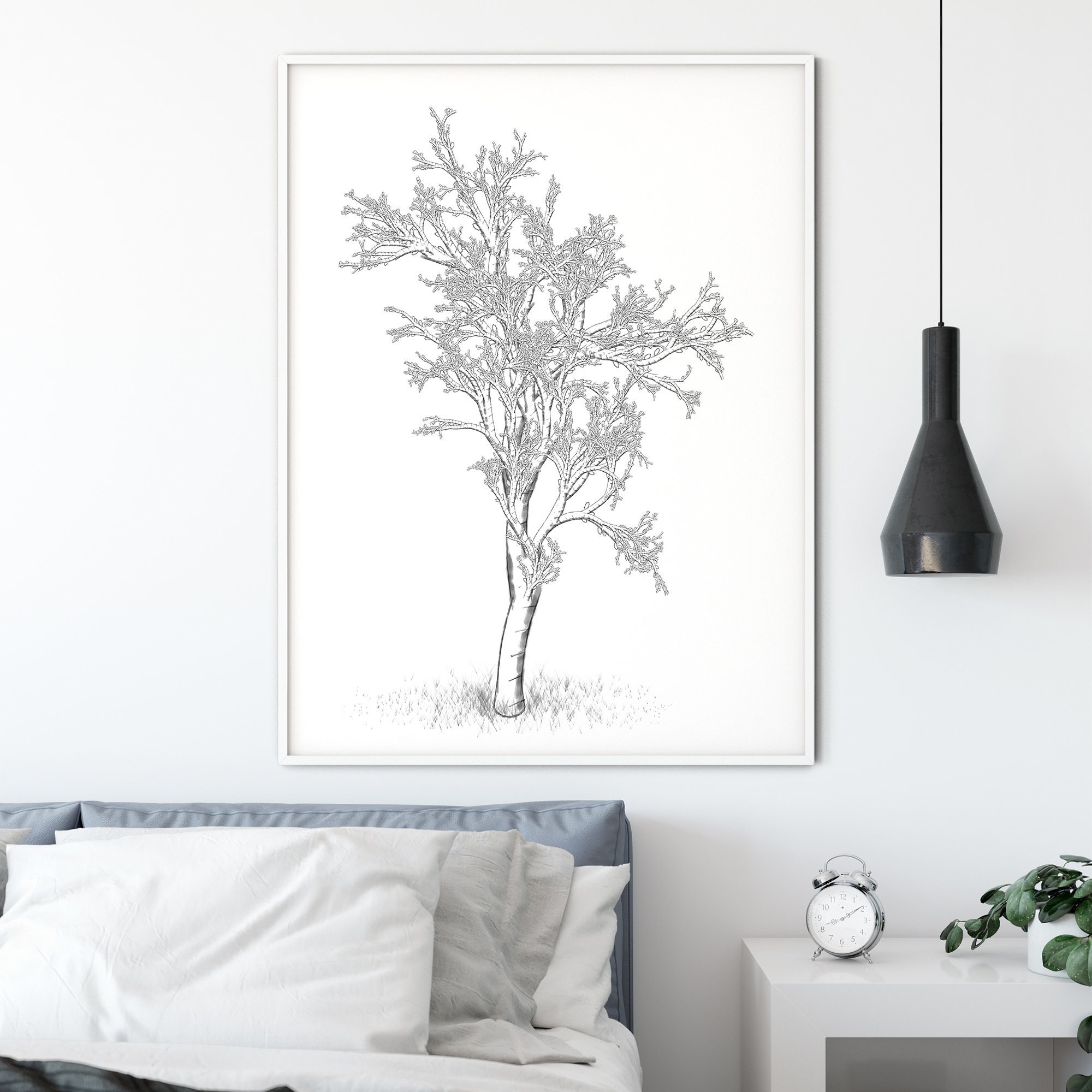 Digital Prints Botanical Plant Tree Drawing T3 Geometric Abstract ...
