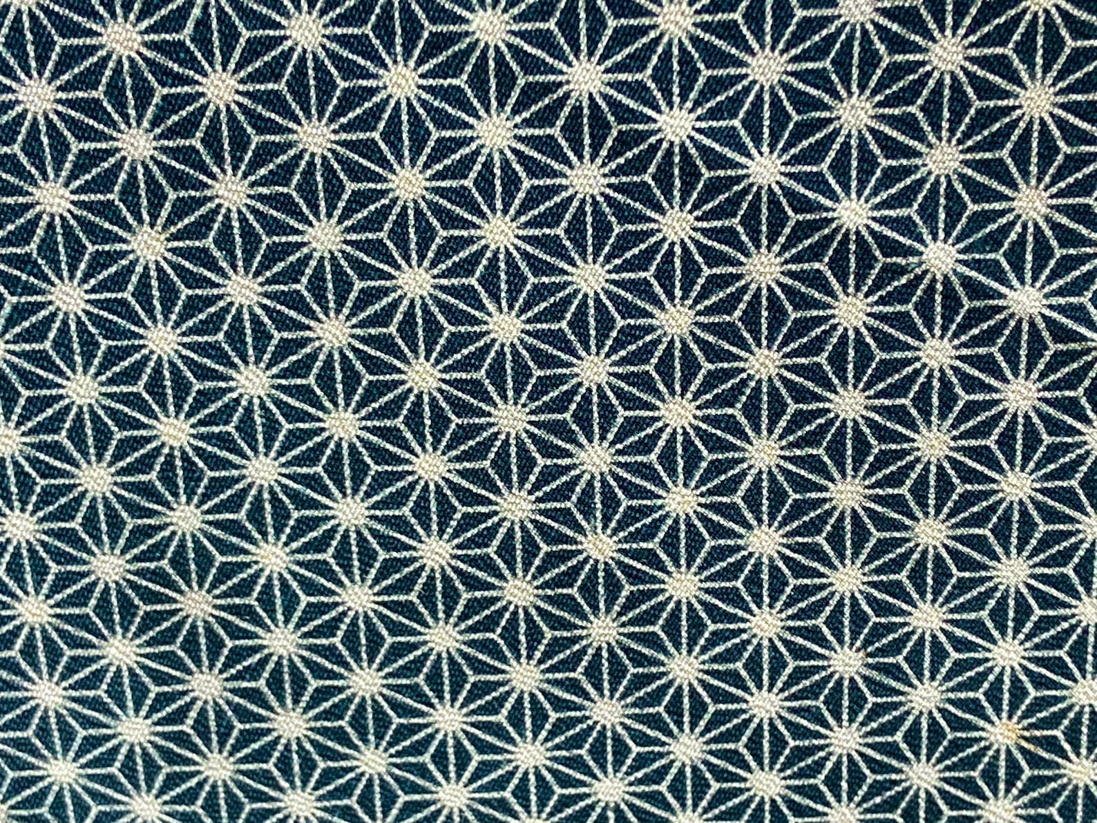 Vintage Silk Star Pattern in White and Blue. Stars / Geometric / 14 X ...