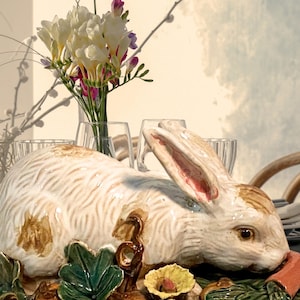 Easter Bunny Centerpiece Antique Majolica Handmade Ceramic Rabbit - Etsy