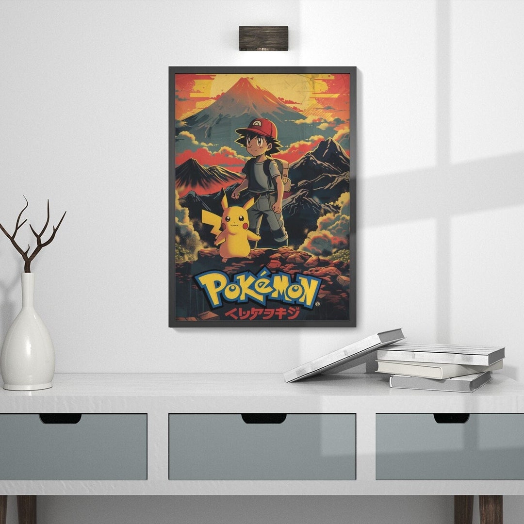 Pikachu and Ash, Pokemon, Anime Poster, Japanese Tapestry, Wall Art ...
