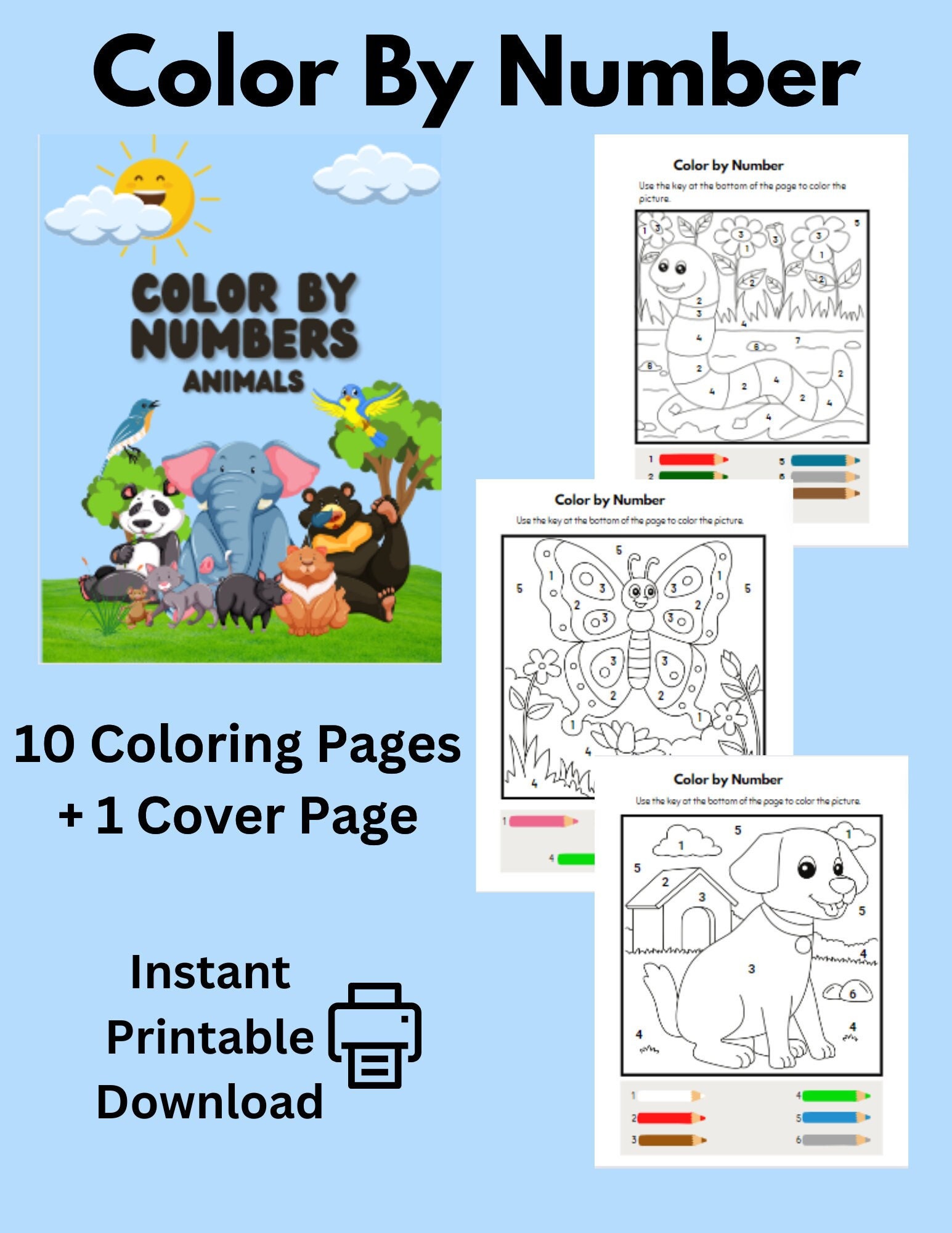 Color by Number Animal Edition - Etsy