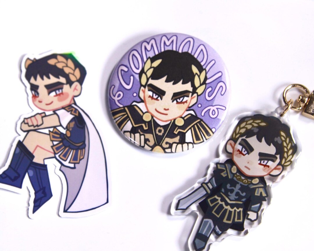 Commodus Gladiator Merch Pack - Acrylic Keychain, Holographic Sticker ...