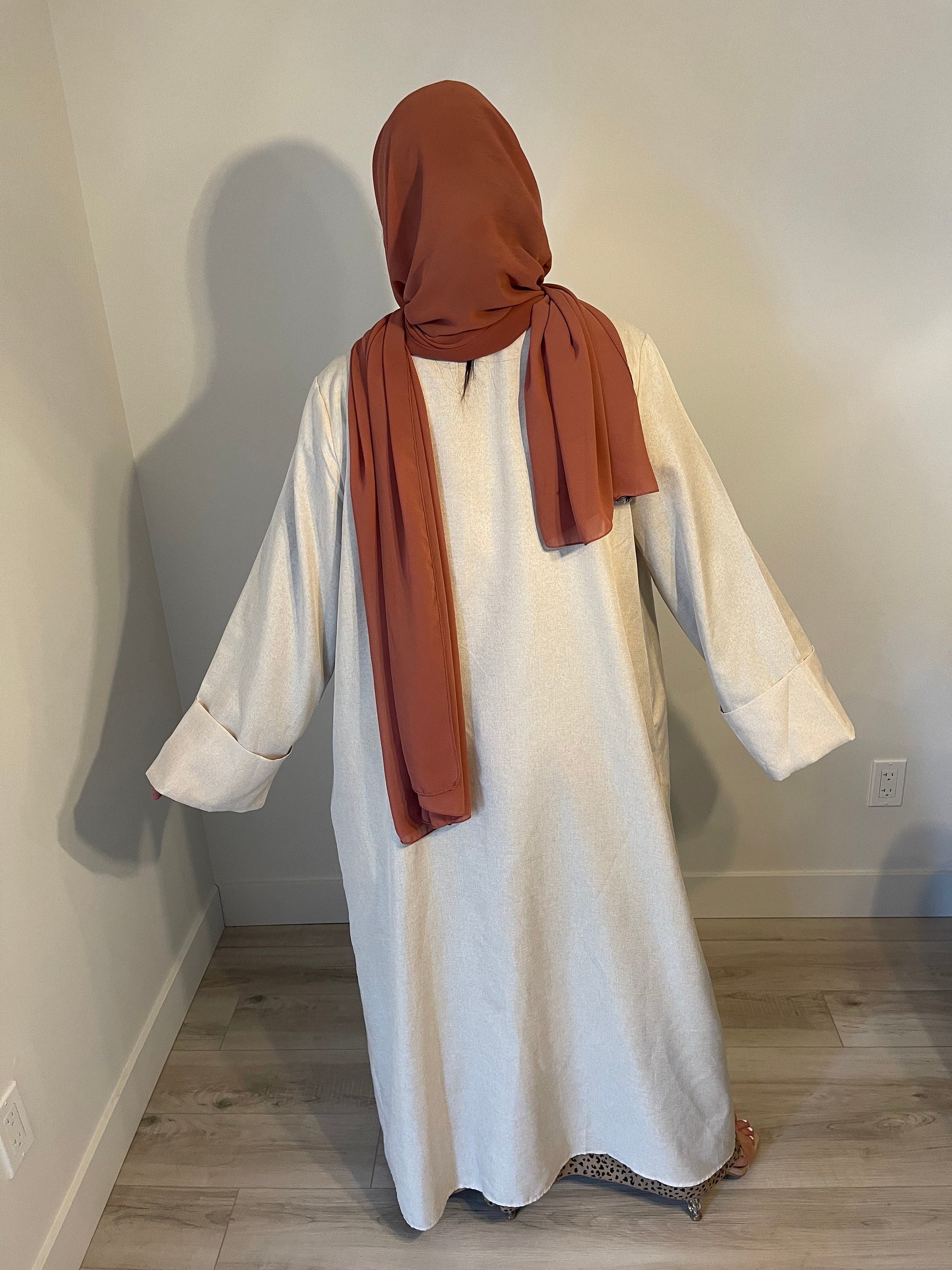 Green Linen Abaya With Belt - Modest Islamic Clothing for Muslim Women ...