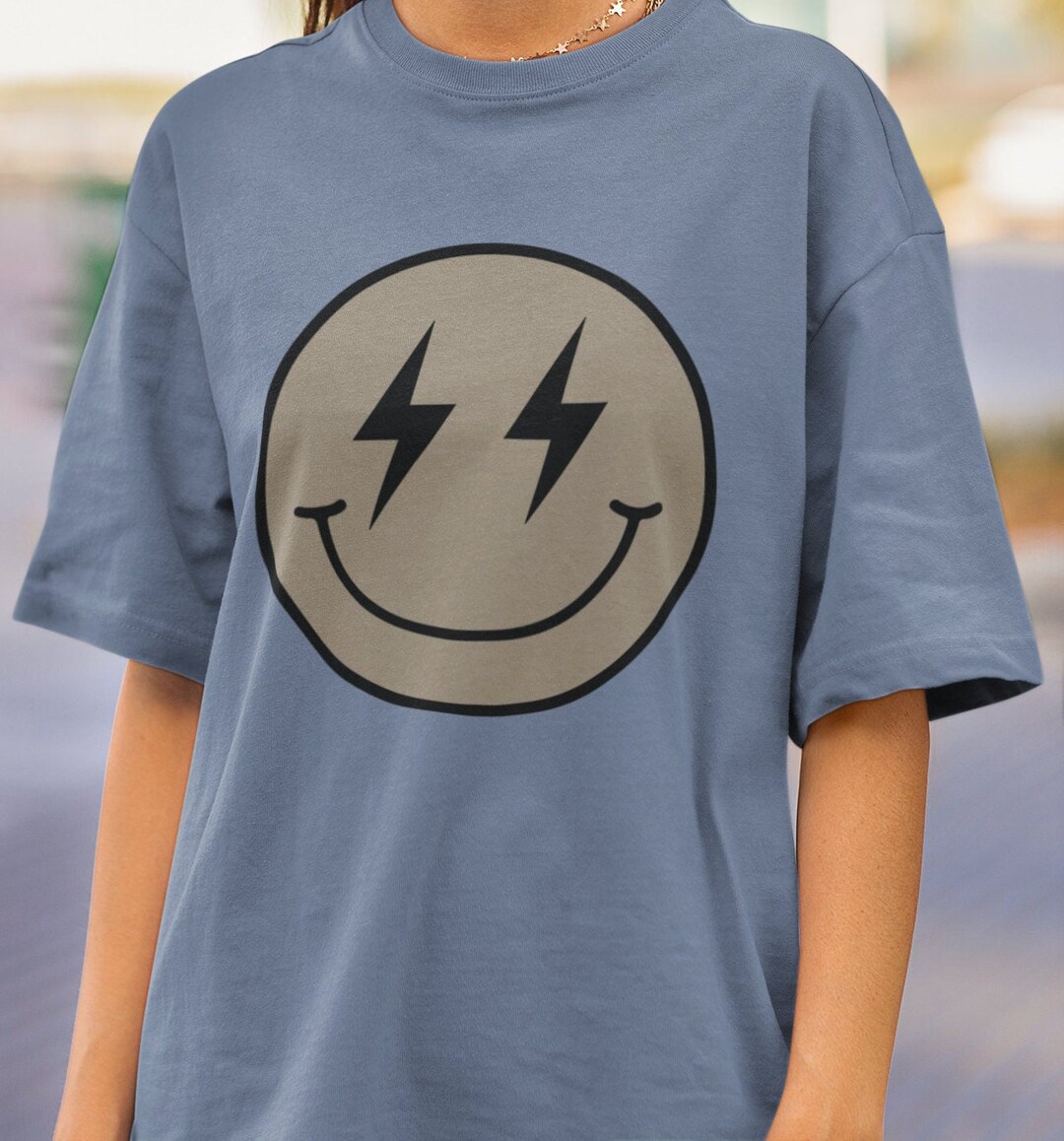 Smiley Face T-shirt, Comfort Colors® Tee, Bolt Eyes,retro Smile Face ...