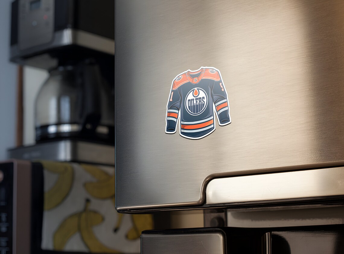 Edmonton Oilers Hockey Team Jersey Fridge Magnet - NHL Memorabilia ...