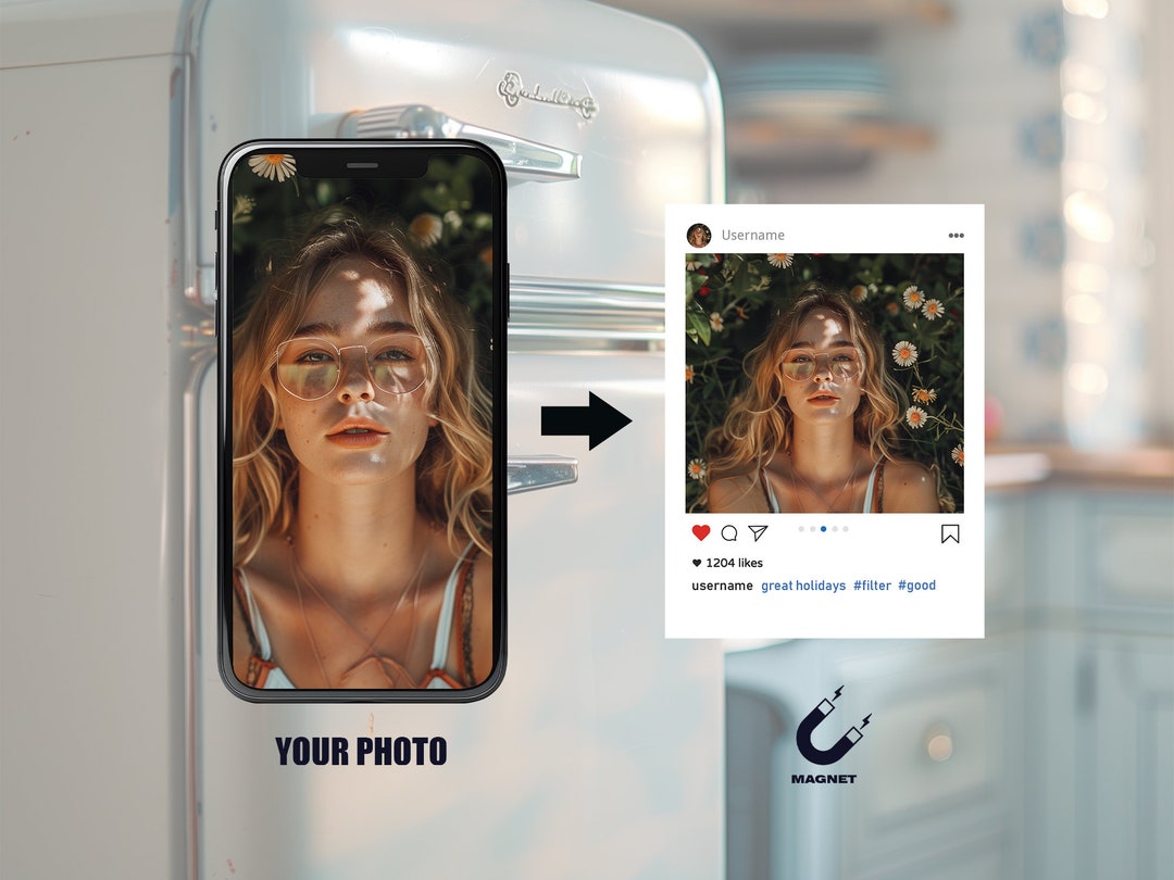 Personalized Instagram Style Photo Magnet Custom Gift for Him/her ...