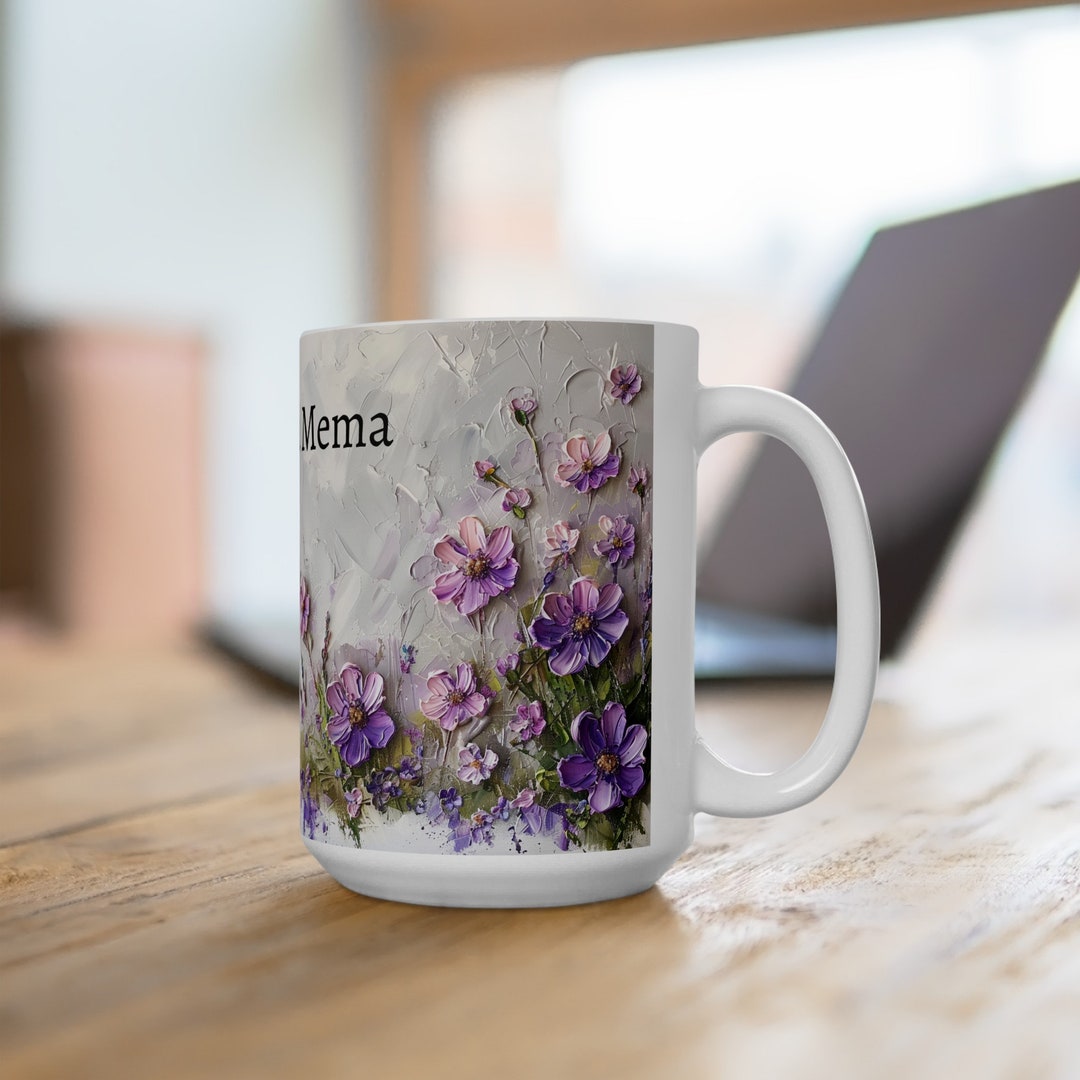 Purple Wildflower Ceramic Mug for Mema Floral Cup Mother or Mother's ...