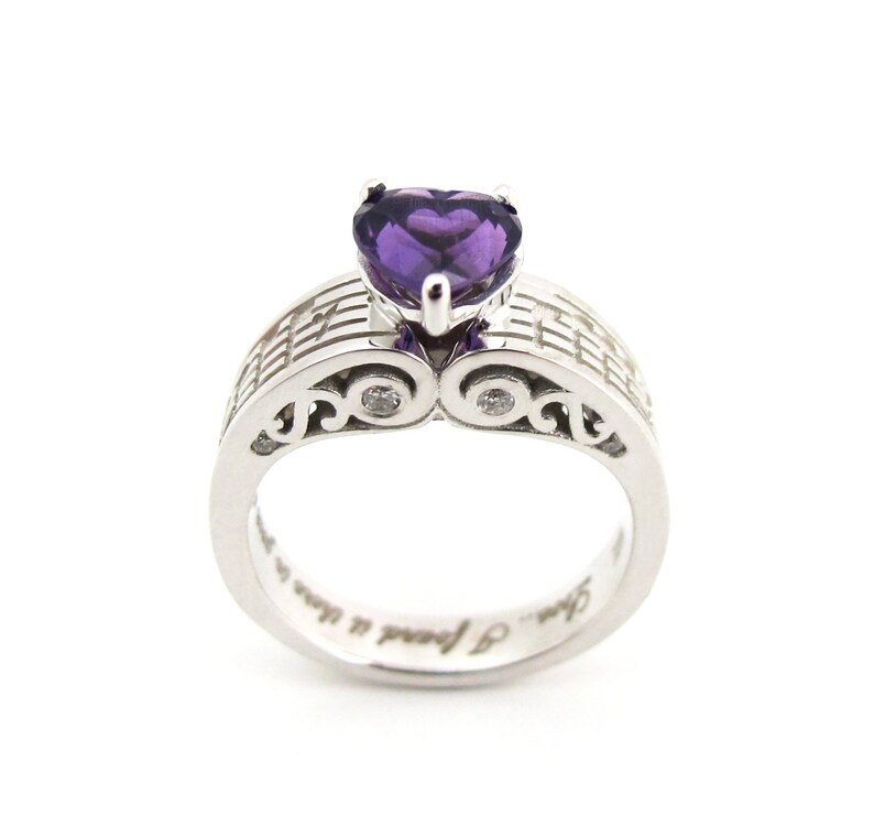 Custom Music Note Engagement Ring Personalized Heart Diamond - Etsy