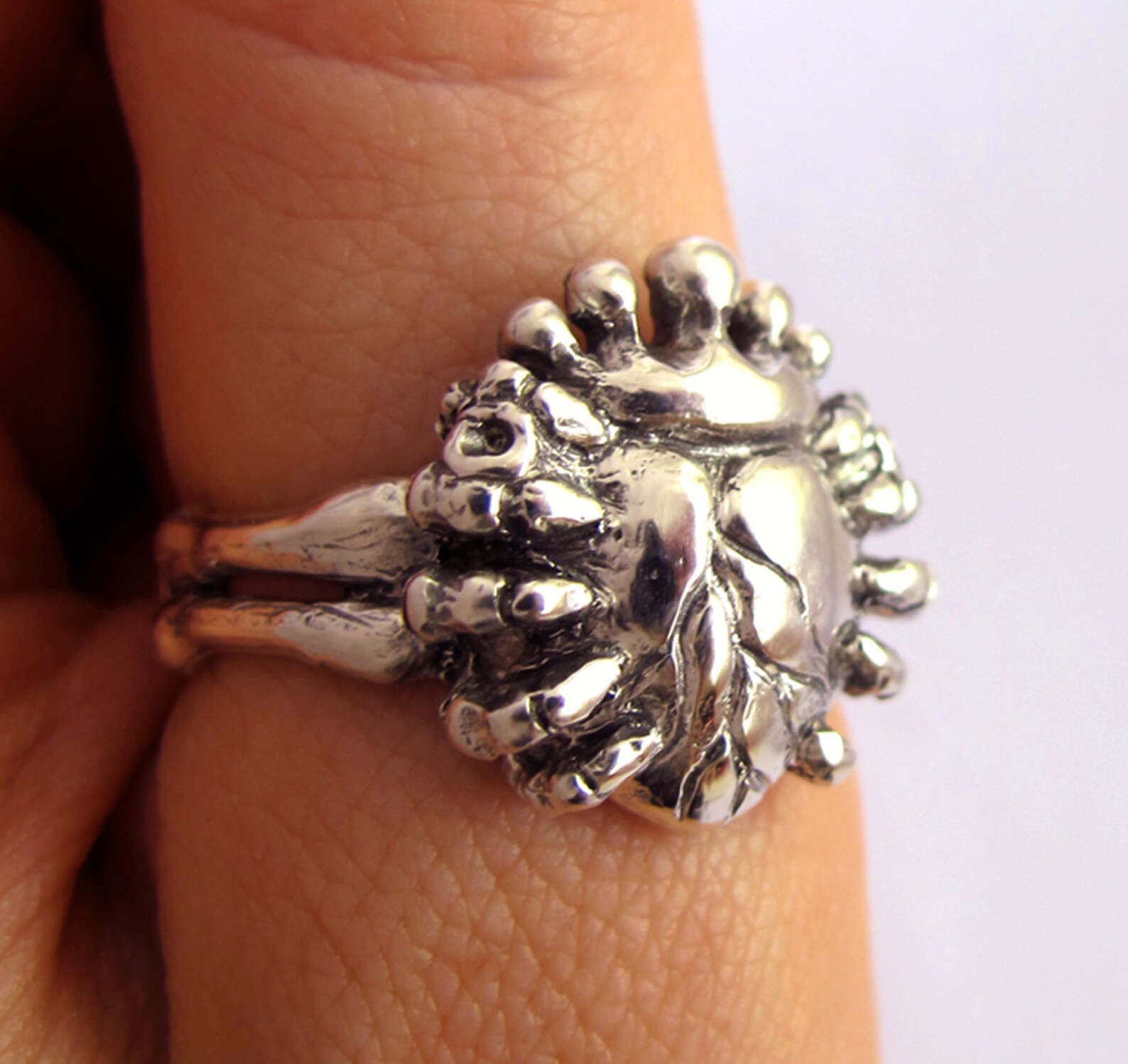 Love in Hand - Alternative Anatomical Claddagh Wedding Ring Set ...