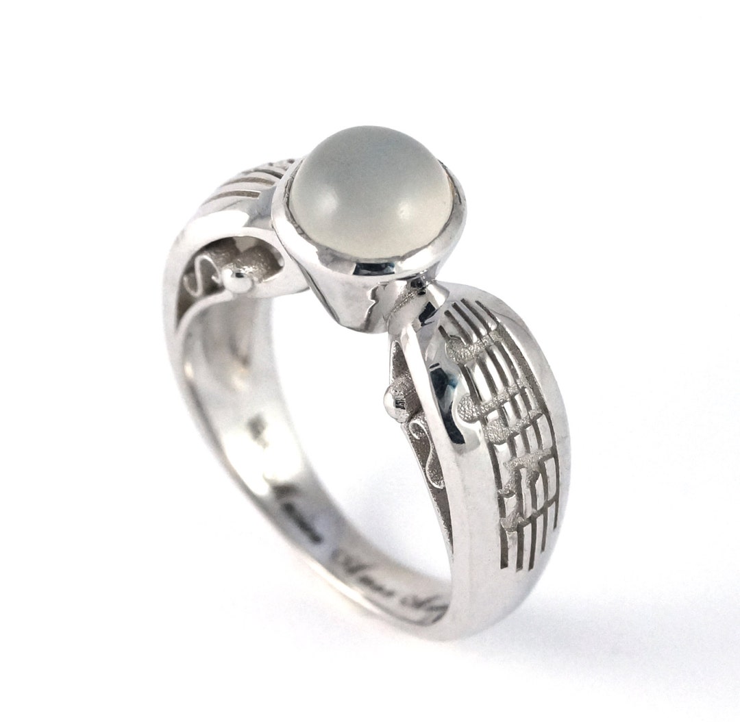 Music Engagement Ring in White Gold With Moonstone - Customize With ...