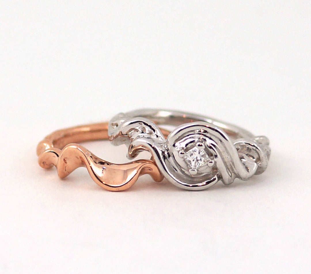 Water Ring Set - Handmade Wave Ring Beach Wedding Alternative ...