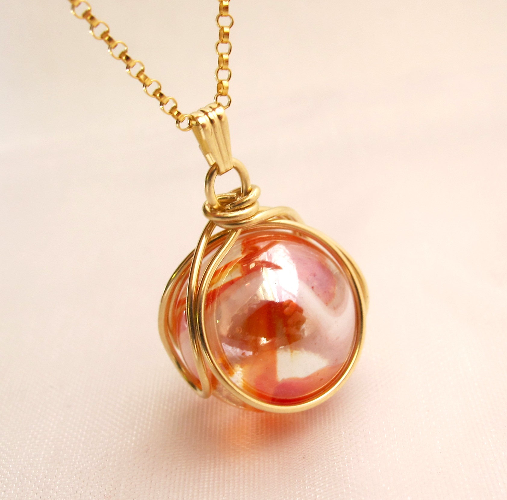 Gold Filled POP in Marble Necklace Gift Interchangeable Marble - Etsy ...