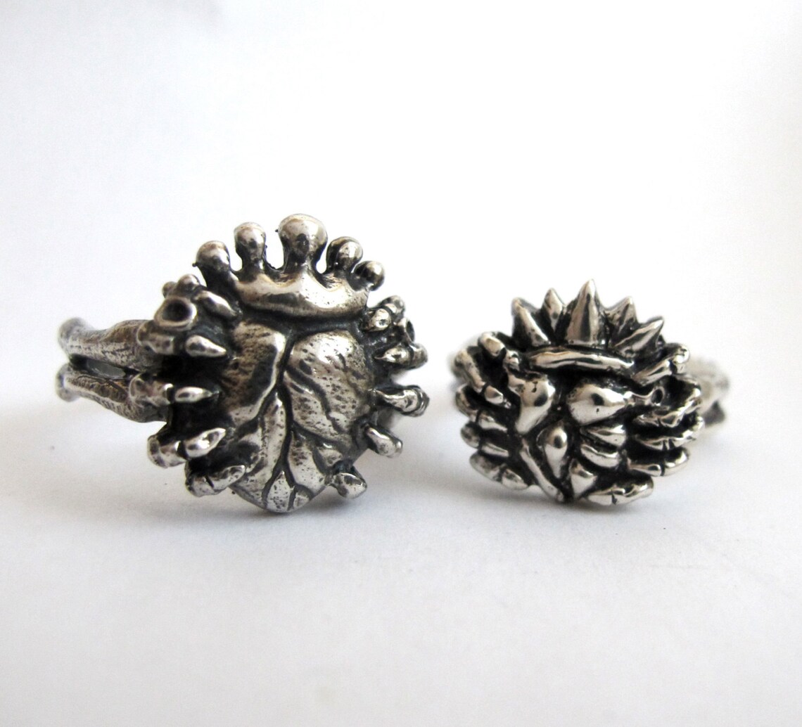 Love in Hand - Alternative Anatomical Claddagh Wedding Ring Set ...