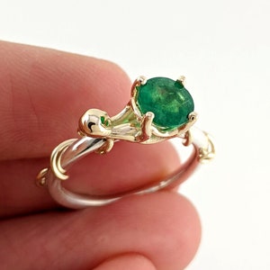 Octopus Joy - Ocean Emerald Engagement Ring for Cephalopod Kraken Sea ...