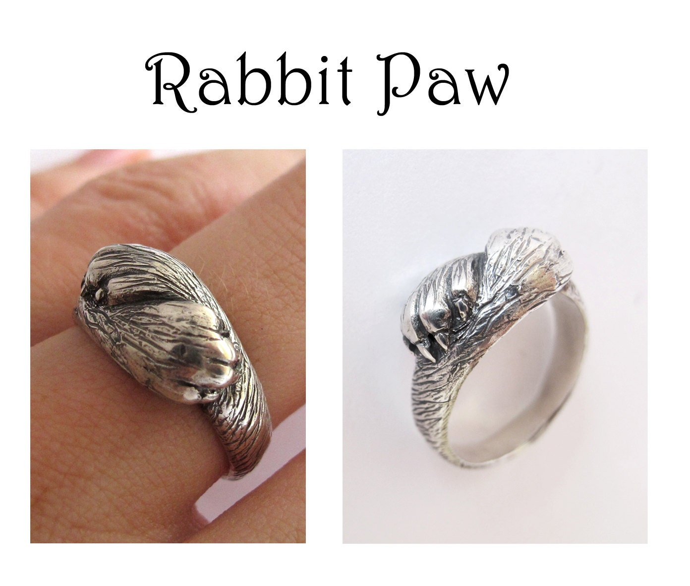 Paw to Paw Ring Cat Dog Wolf Rabbit Paws Sterling Cat Ring - Etsy