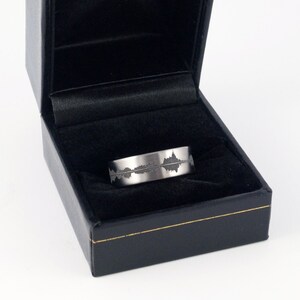 Custom Titanium Soundwave Ring - Geek Wedding Band for Him ...