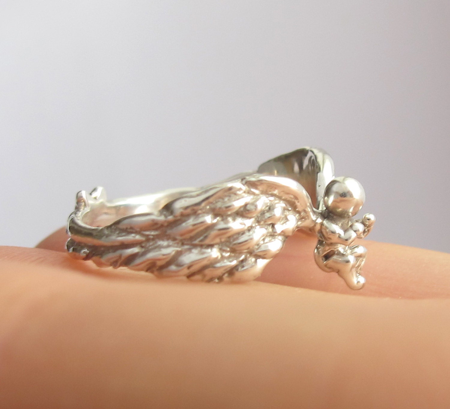 This Baby's Got Wings Cupid Angel Ring Silver Angel Baby - Etsy