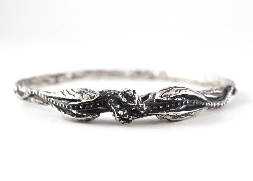 Dragon Love - Handcrafted Dragon Bangle 2 Dragons Embracing Stacking ...