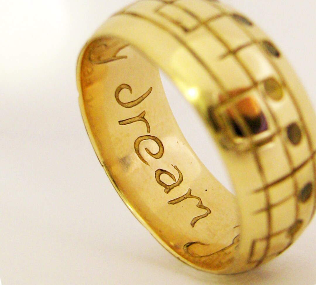 Gold Song Wedding Band - White Yellow or Rose Gold - Men's Music ...