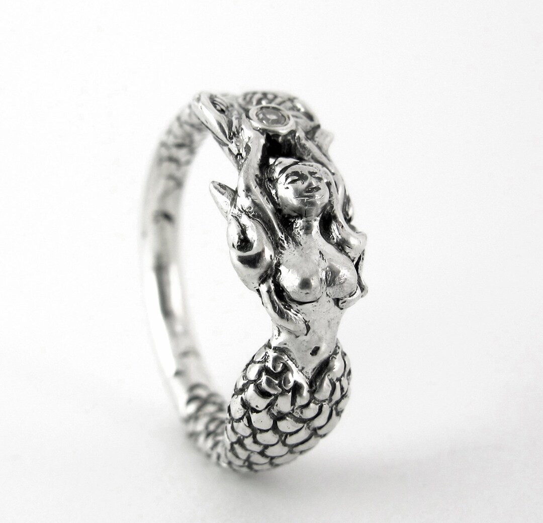 Mermaid Claudia Sterling Fantasy Fairytale Princess Engagement Ring ...