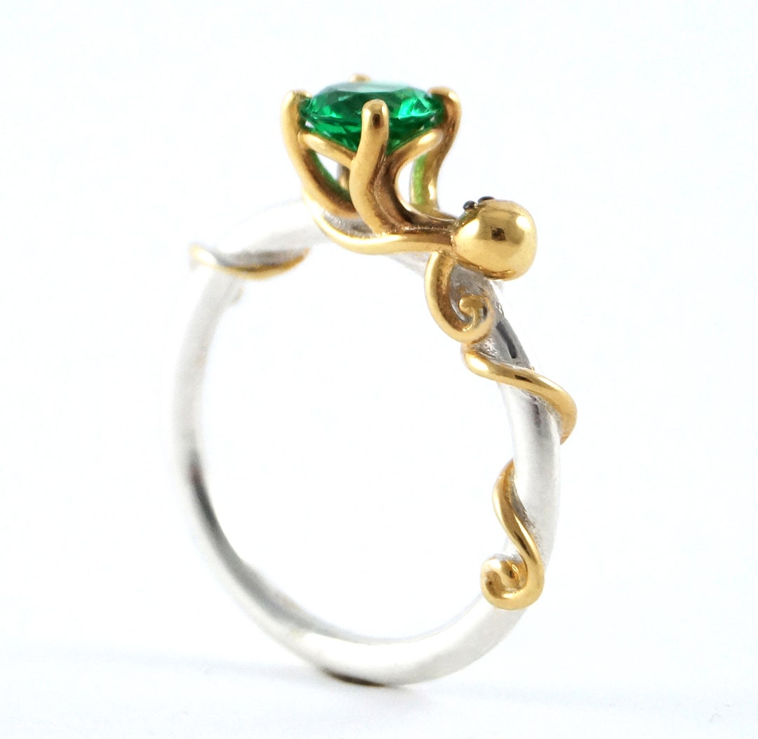 Octopus Joy - Ocean Emerald Engagement Ring for Cephalopod Kraken Sea ...