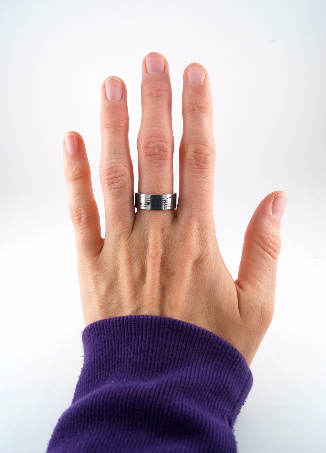 Custom Titanium Music Note Wedding Ring Set 2 Rings Unique - Etsy