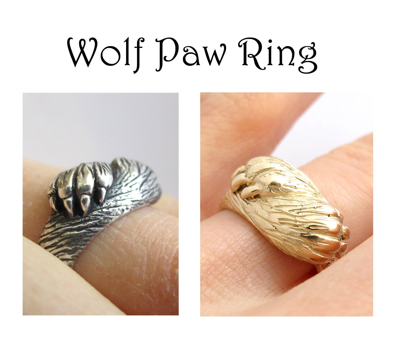 Paw to Paw Ring Cat Dog Wolf Rabbit Paws Sterling Cat Ring - Etsy