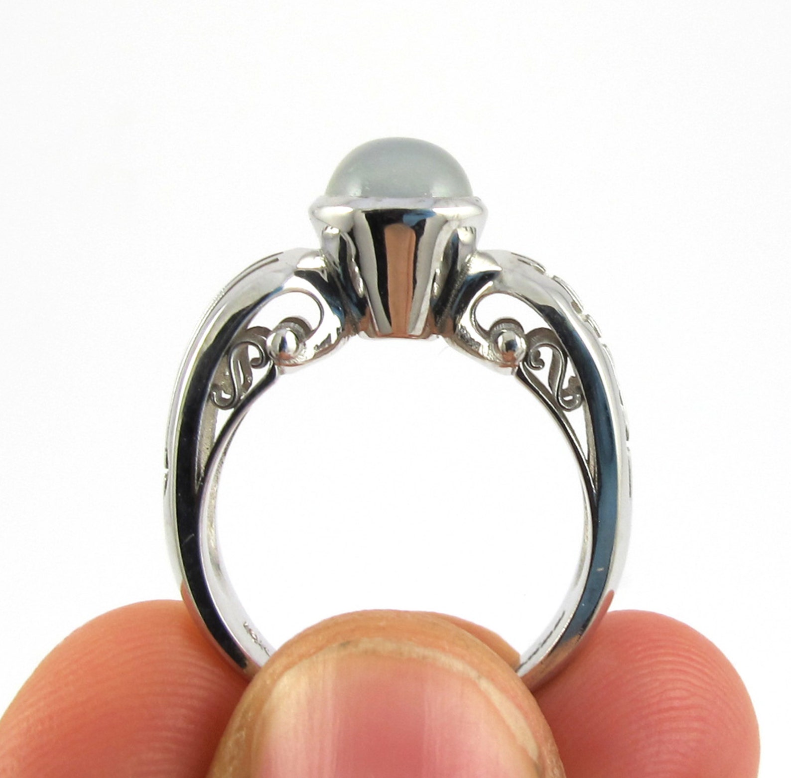 Music Engagement Ring in White Gold With Moonstone Customize - Etsy