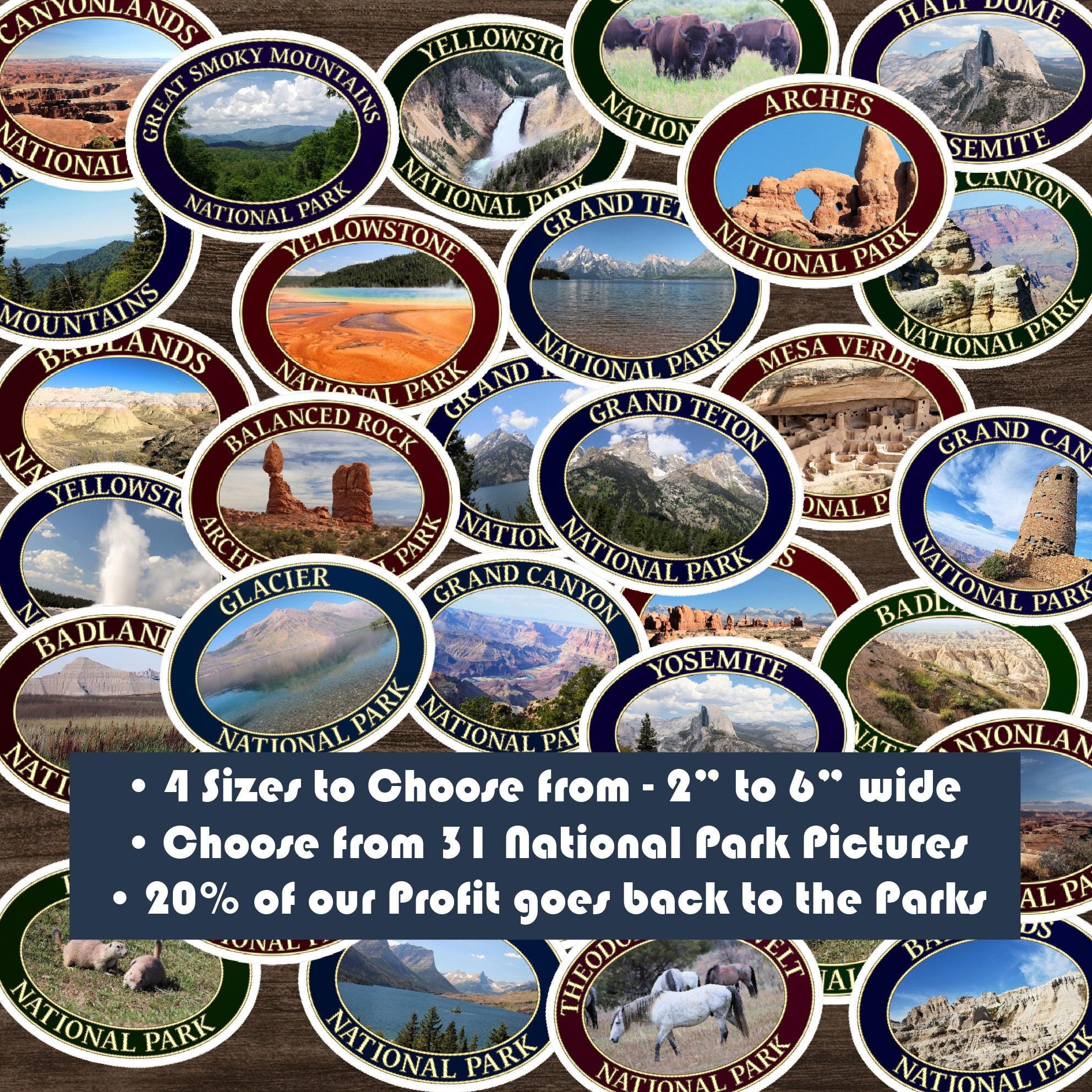 National Park Sticker Set, National Park Gift - Choose From 31 Stunning ...