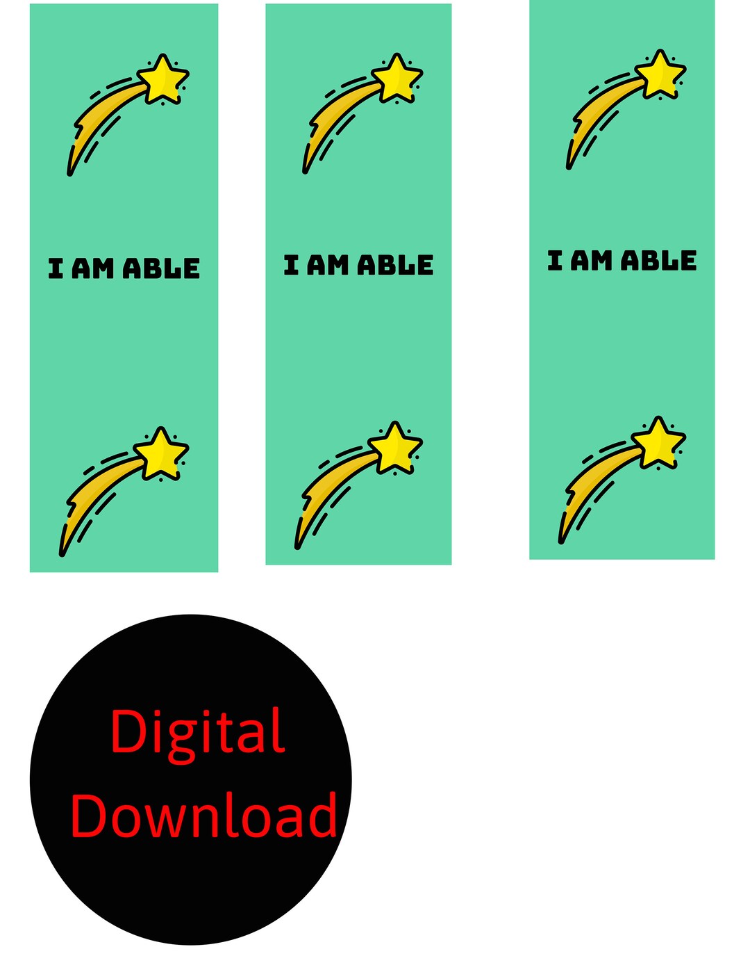 Motivational Printable Bookmarks With Stars and Quote for Kids - Etsy