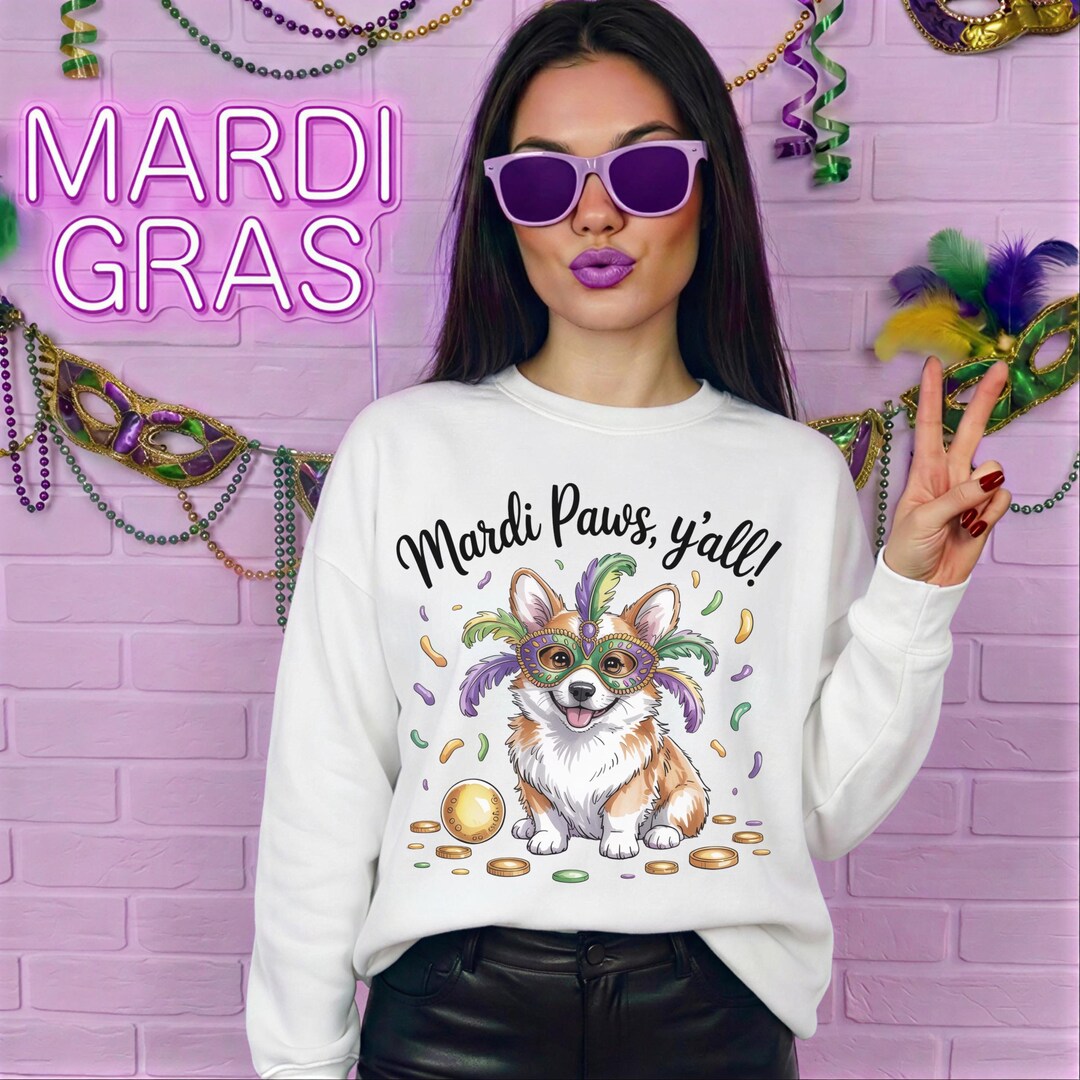 Mardi Paws PNG | Corgi Mardi Gras Shirt | Dog Mom Sublimation | Mardi ...