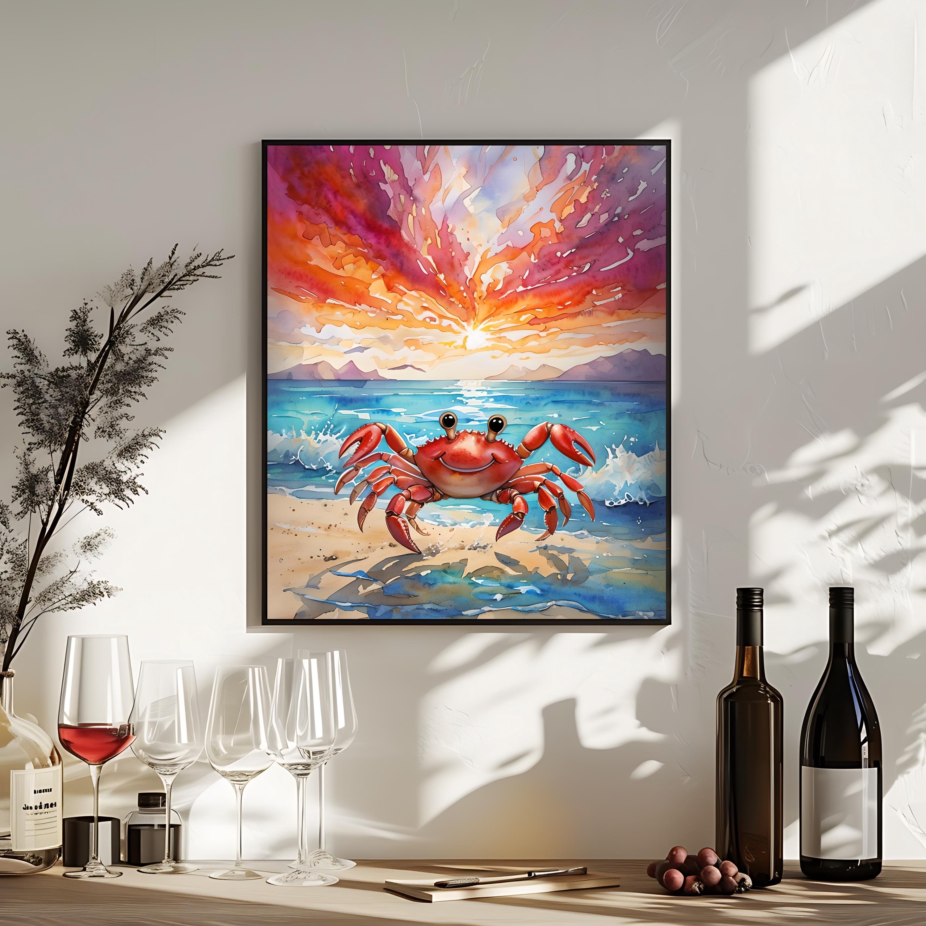Watercolor Crab, Beach Print, Costal Watercolor Prints, Watercolor ...