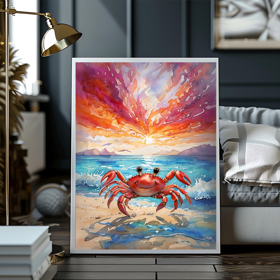 Watercolor Crab, Beach Print, Costal Watercolor Prints, Watercolor ...