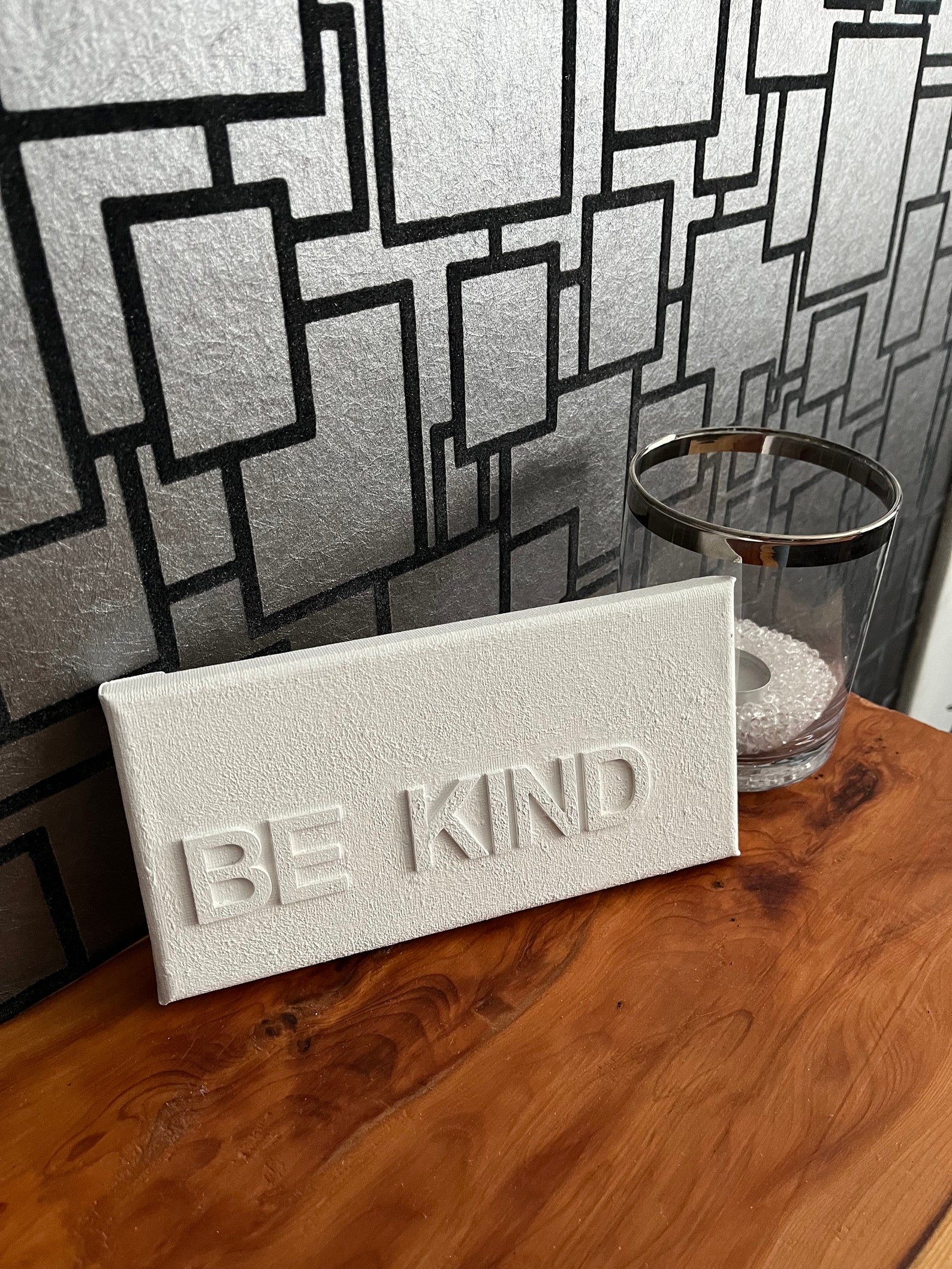 Textured Wall Art Canvas With Be Kind in 3d Letters. Handmade. - Etsy