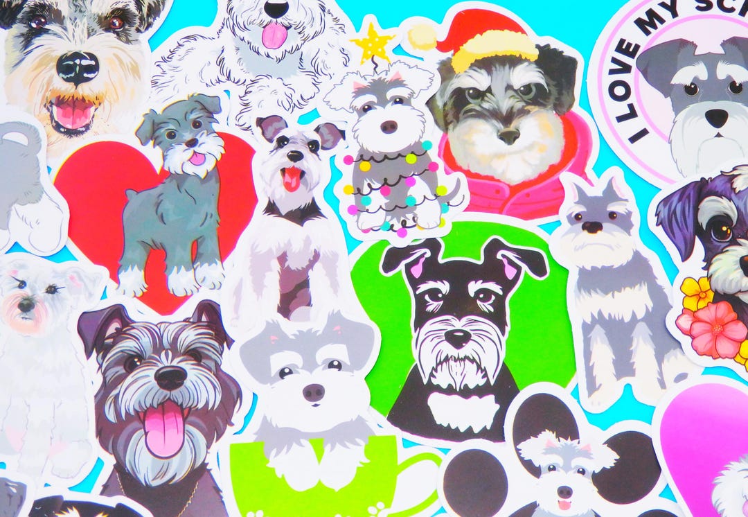Schnauzer Stickers Pack, 50 Pieces a Pack, Dog Stickers, Waterproof ...