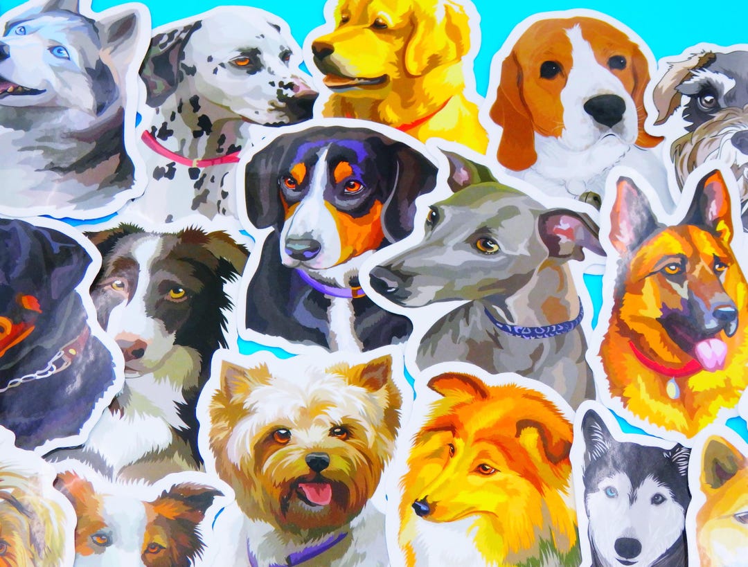 Dog Breeds Stickers Pack, 50 Pieces a Pack, Dog Stickers, Waterproof ...